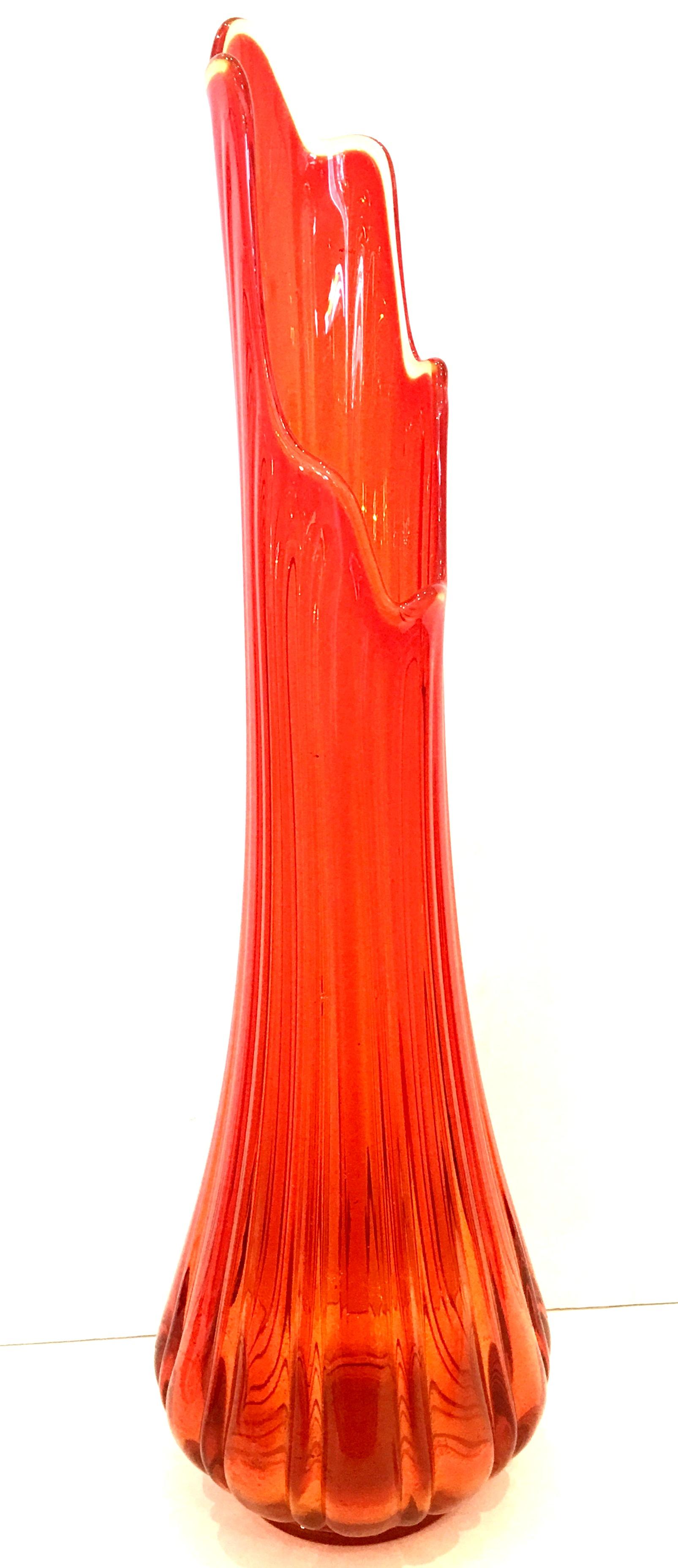 Mid-Century Modern Tall Optic Slag Glass Vase For Sale at 1stDibs ...