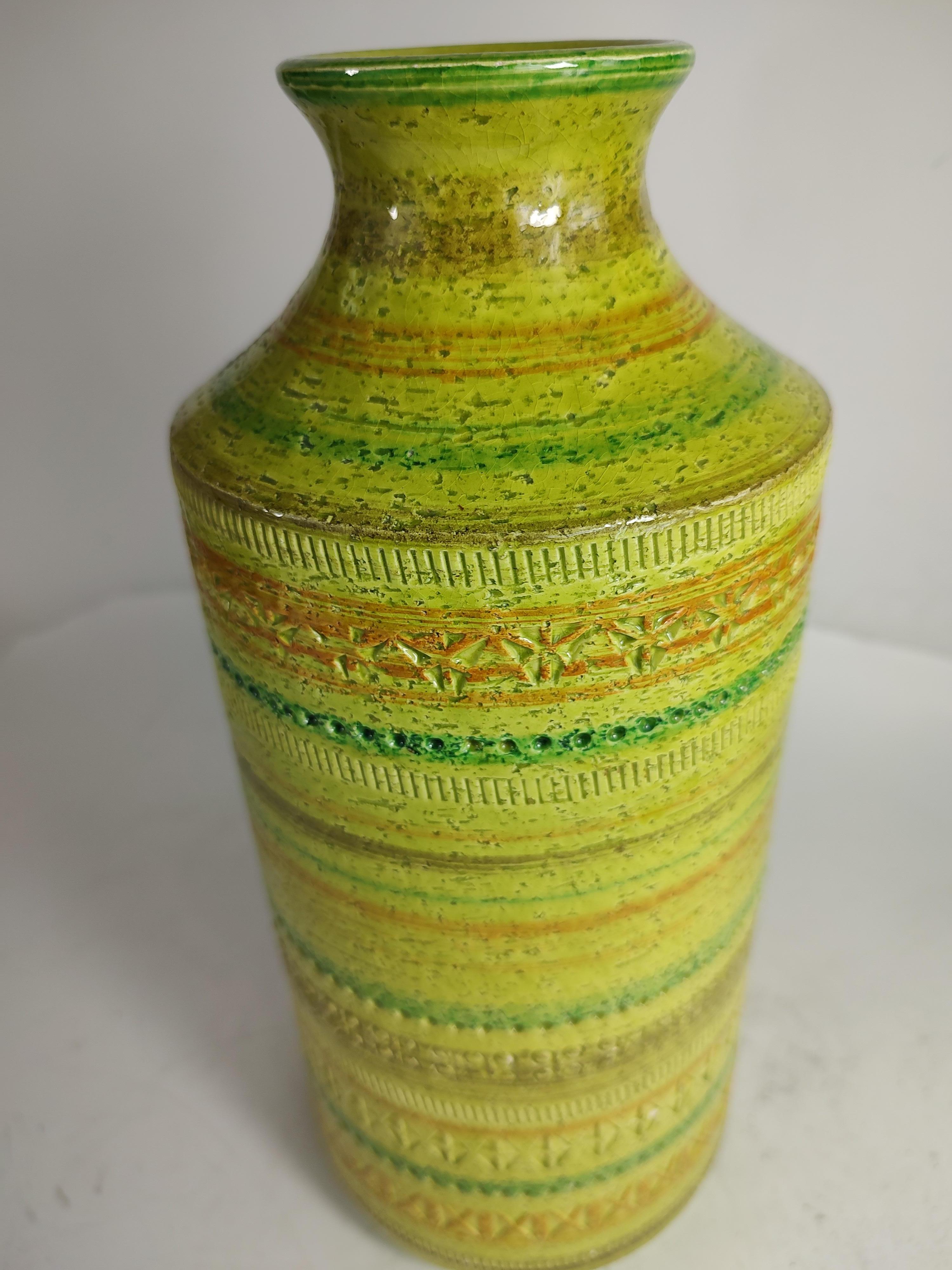 Mid Century Modern Tall Vase in Lime Green by Aldo Londi for Bitossi ...