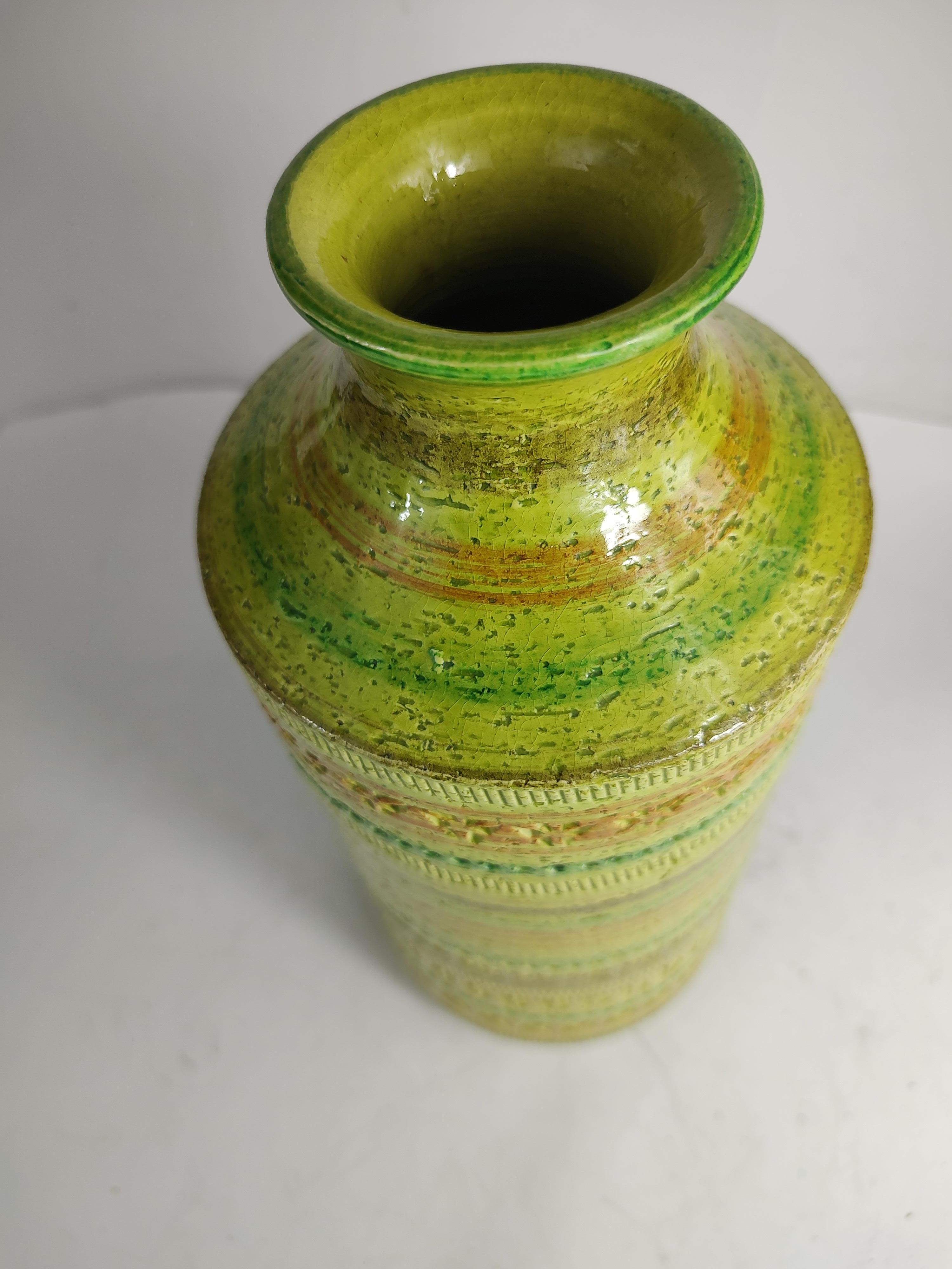 Mid Century Modern Tall Vase in Lime Green by Aldo Londi for Bitossi ...