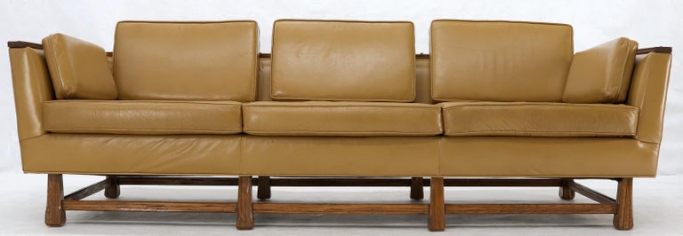 Mid-Century Modern Tan Leather Oak Frame Sofa by Ranch Oak For Sale at ...