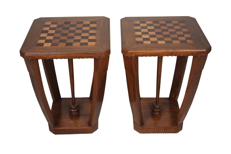 Mid-Century Modern Teak and Rosewood Chess or Checkerboard Table, Pair ...