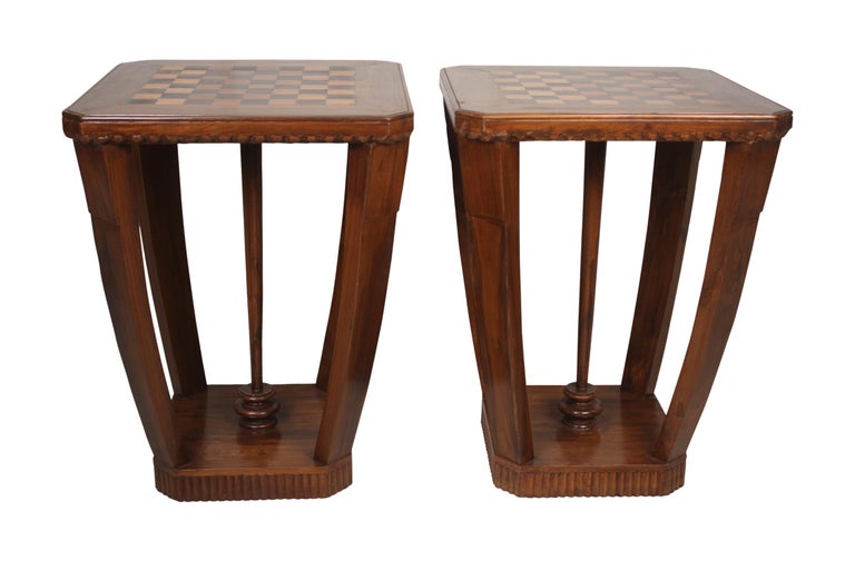 Mid-Century Modern Teak and Rosewood Chess or Checkerboard Table, Pair ...
