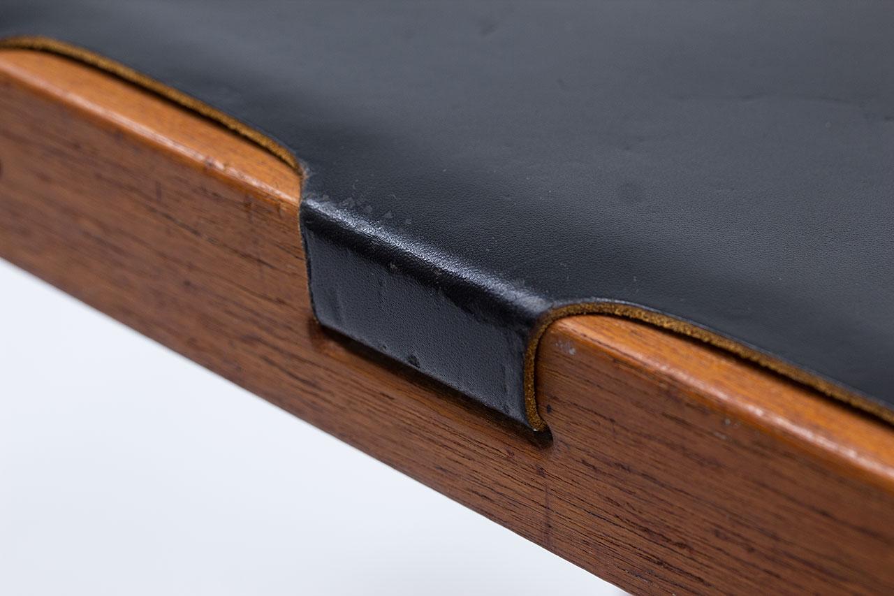 Mid-Century Modern Teak and Black Leather Stool by Nils Troed for ...