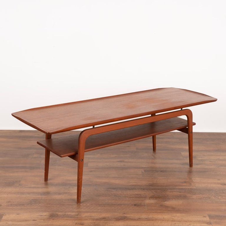 Mid-Century Modern Teak Coffee Table with Lower Shelf at 1stDibs