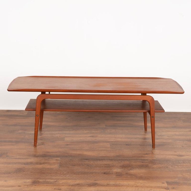Mid-Century Modern Teak Coffee Table with Lower Shelf at 1stDibs
