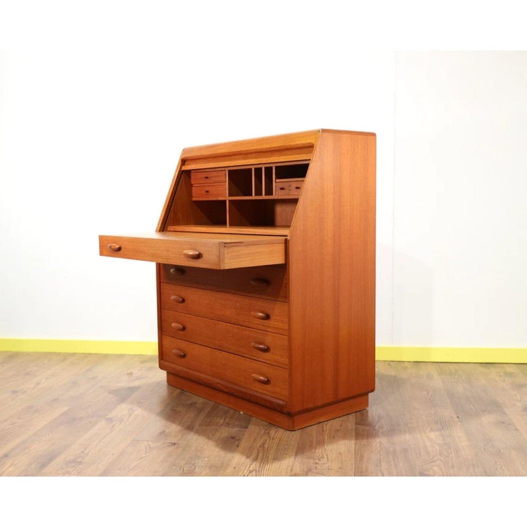 Mid Century Modern Teak Danish Bureau Secretaire by Dyrlund Work Desk ...