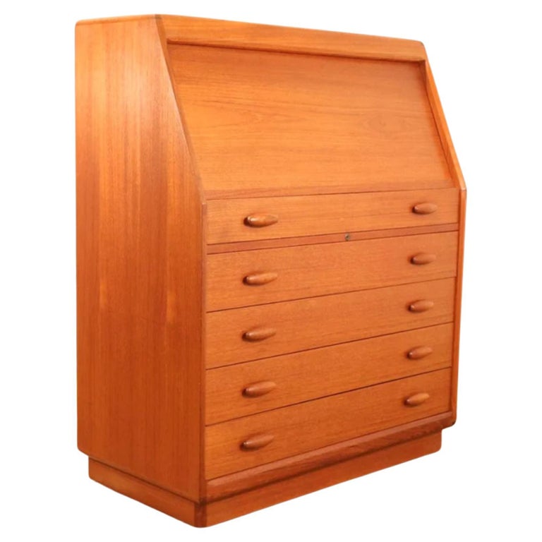 Mid Century Modern Teak Danish Bureau Secretaire by Dyrlund Work Desk ...