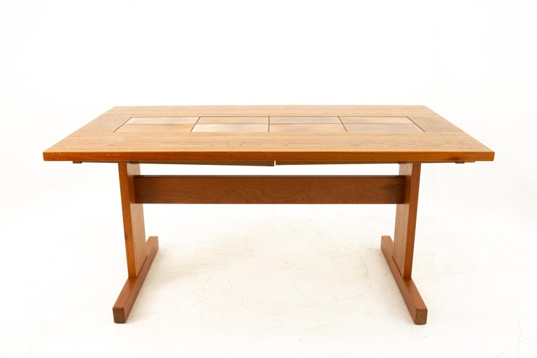 Mid-Century Modern Teak Dining Table with Tile Inlay For Sale at 1stDibs