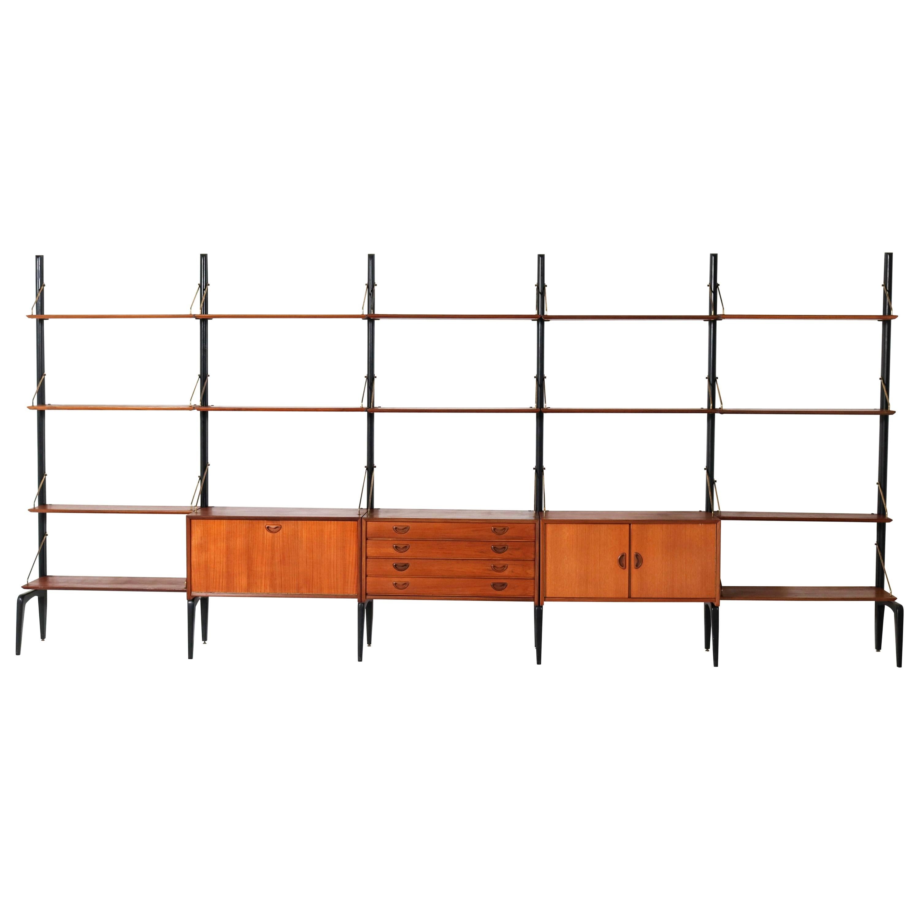 Mid-Century Modern Teak Free Standing Wall Unit by Louis Van Teeffelen ...
