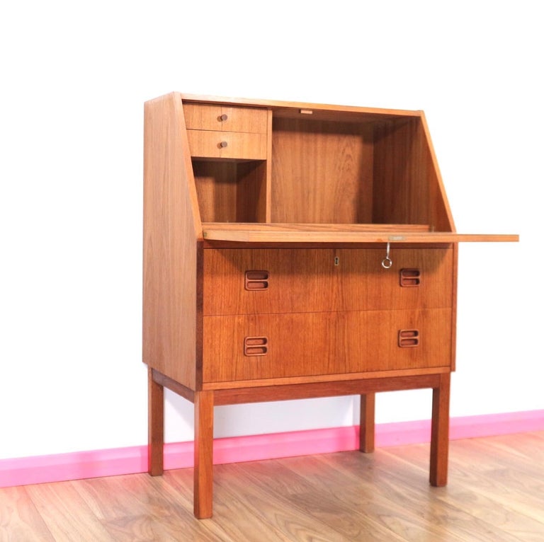 Mid Century Modern Teak Gunnar Nielsen Tibergaard Secretaire Desk ...