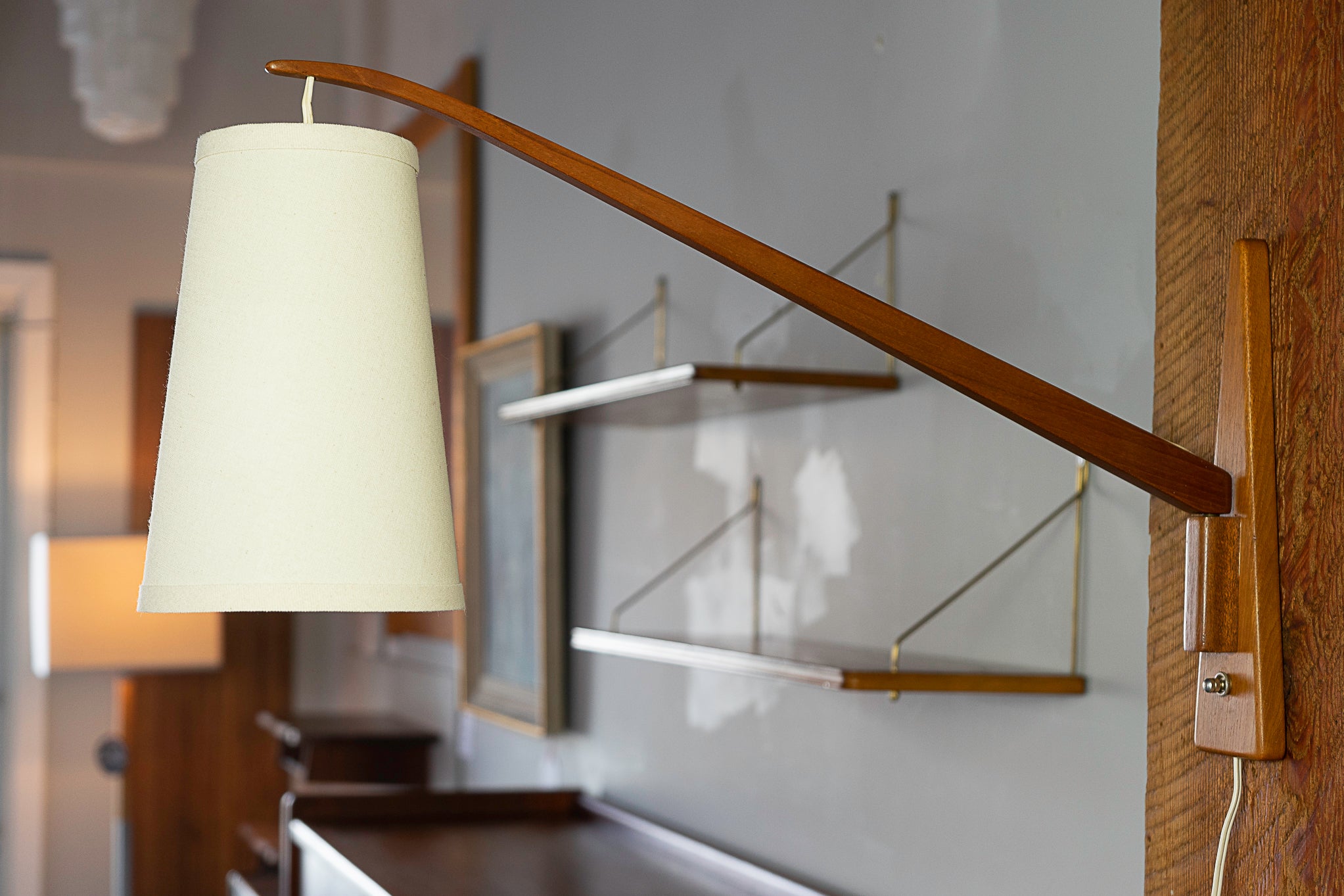 Mid-Century Modern Teak Swivel Light For Sale at 1stDibs