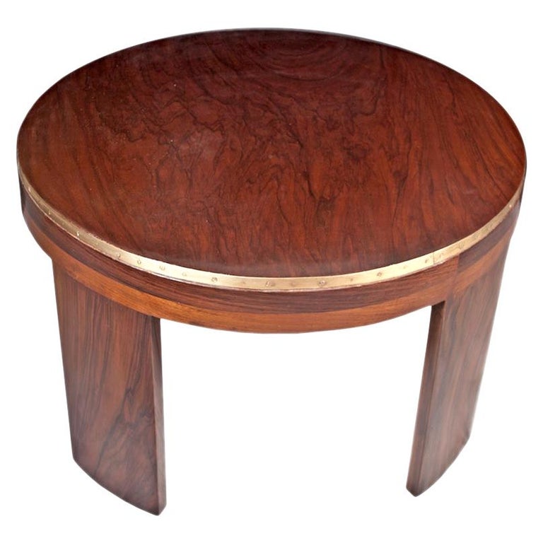 Mid-Century Modern Teak Wood Coffee or Drinks Table with Brass Border ...