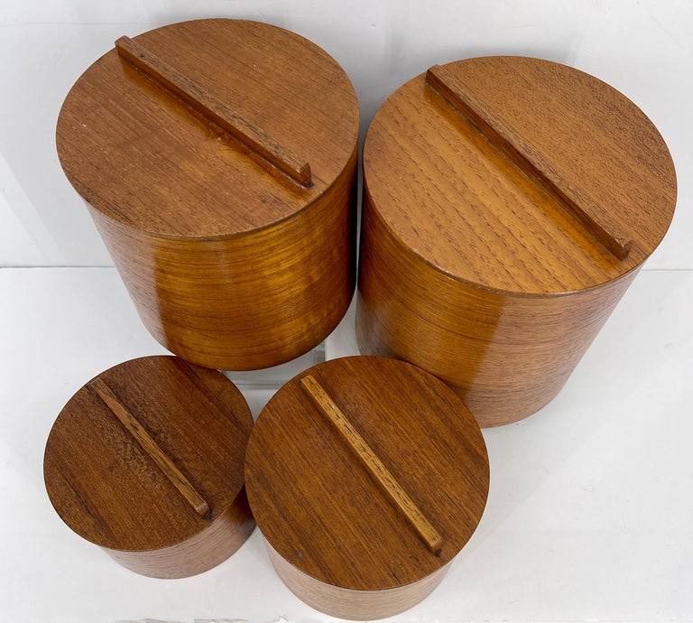 Mid-Century Modern Teak Wood Kitchen Canister Boxes Set at 1stDibs