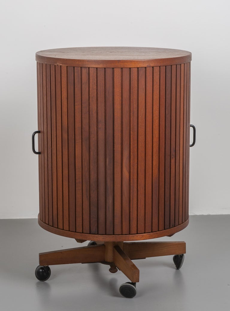 Mid-Century Modern, Teakwood Trolley-Bar, Painted Steel Handle, 1960s ...