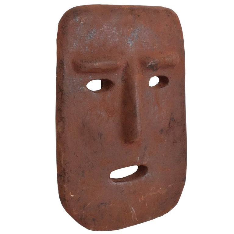 Mid-Century Modern Terracotta Mask Wall Sculpture Sabatini Ponti Style ...