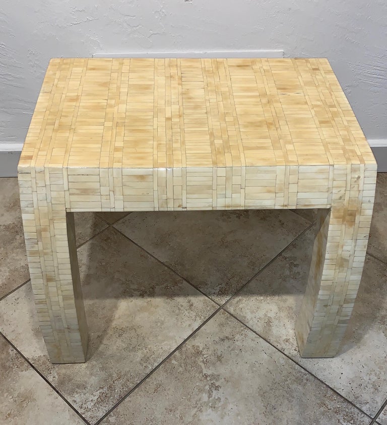 Mid-Century Modern Tessellated Bone End Table at 1stDibs