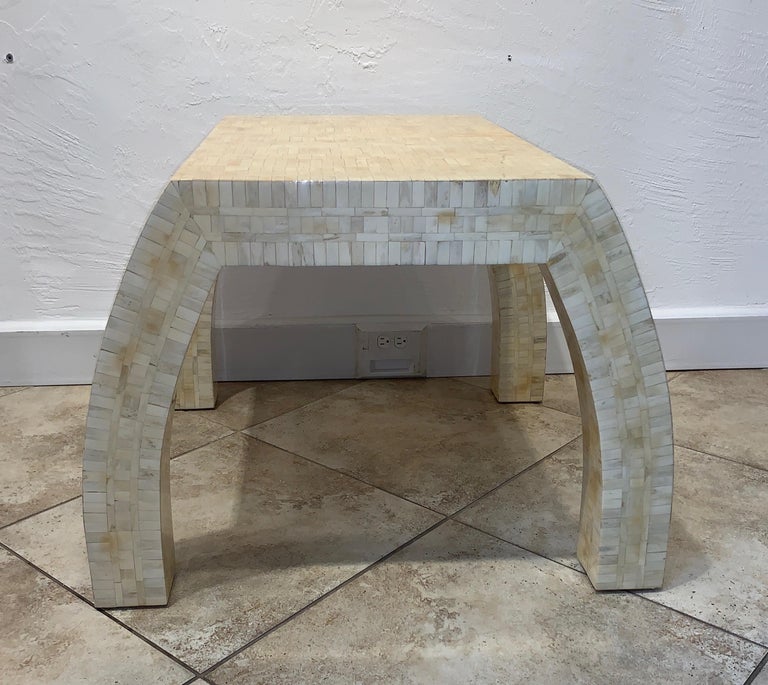Mid-Century Modern Tessellated Bone End Table at 1stDibs