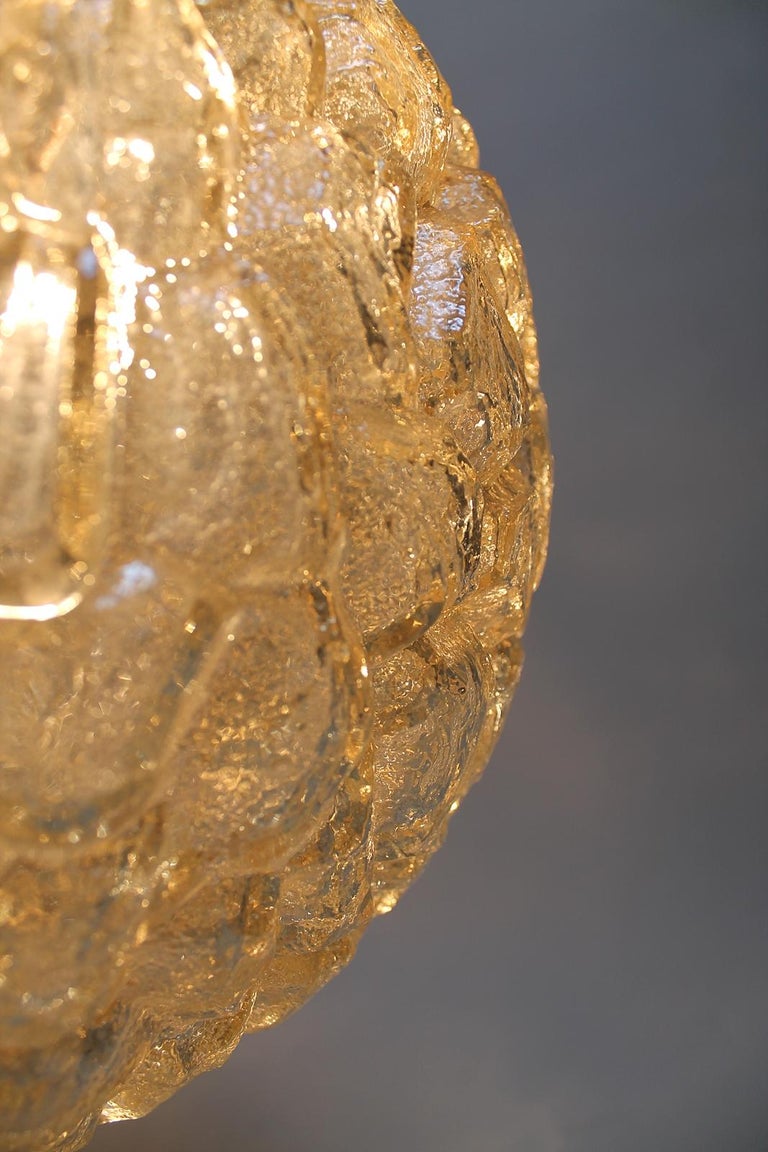 Mid-Century Modern Textured Amber Toned Glass Pendant by Limburg ...