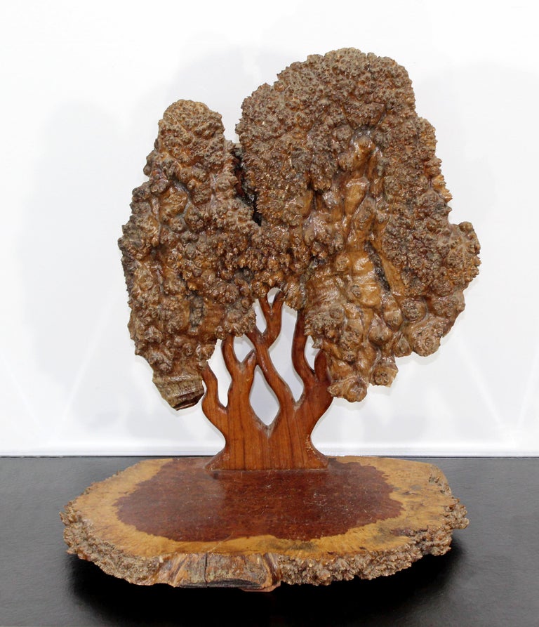 Mid-Century Modern Textured Tree of Life Studio Made Burl Wood Table ...