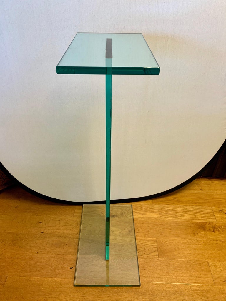 Mid-Century Modern Thick Glass Sculptural Pedestal Stand Column at 1stDibs