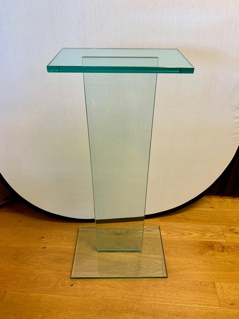 Mid-Century Modern Thick Glass Sculptural Pedestal Stand Column at 1stDibs