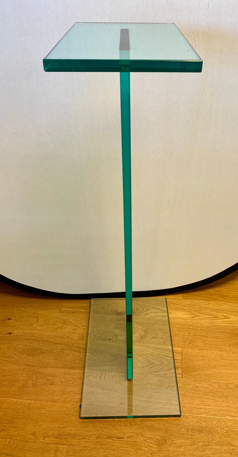 Mid-Century Modern Thick Glass Sculptural Pedestal Stand Column at 1stDibs