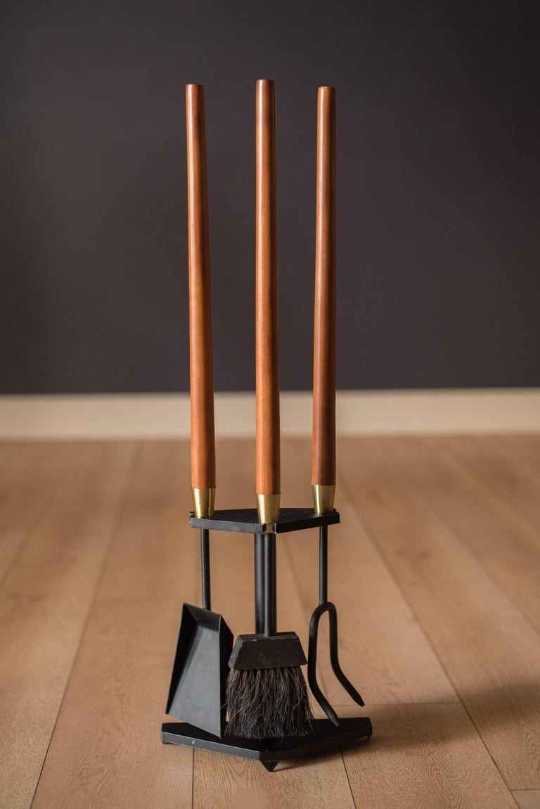 Mid Century Modern Three-Piece Standing Fireplace Tool Set by Seymour ...