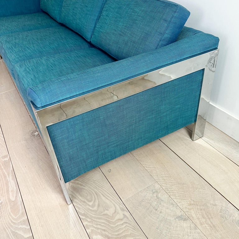 Mid-Century Modern Three Seater Sofa with Chrome Frame by Selig For ...