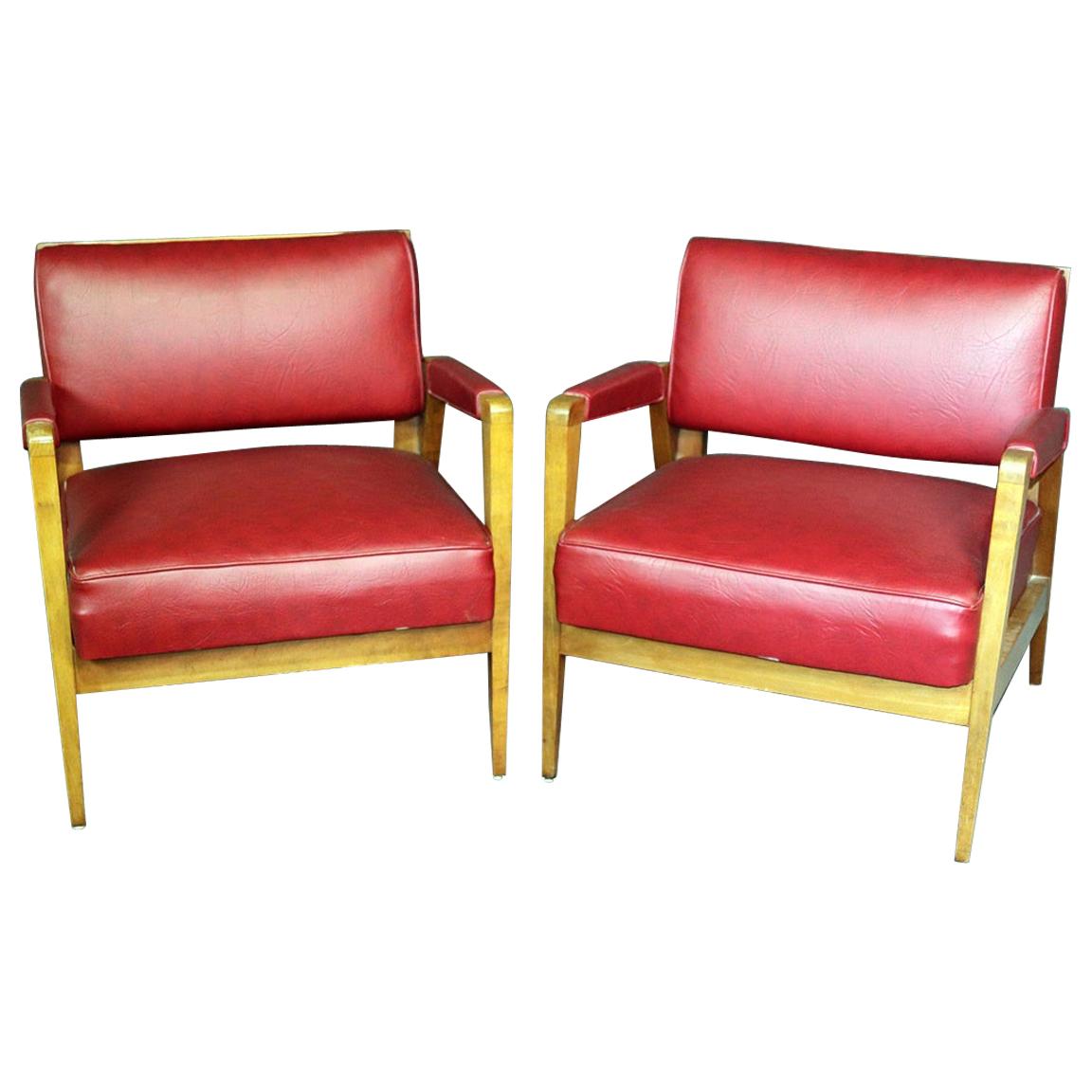 Mid-Century Modern Tiger Maple Lounge Chairs at 1stDibs