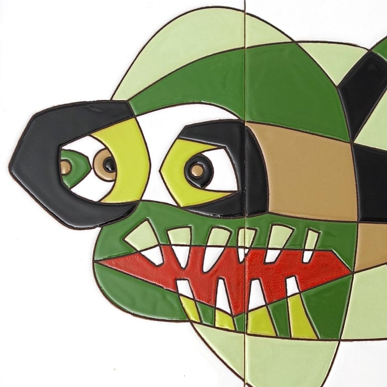 Mid-Century Modern Tile Panel of Colorful Fish by Spanish Artist César ...