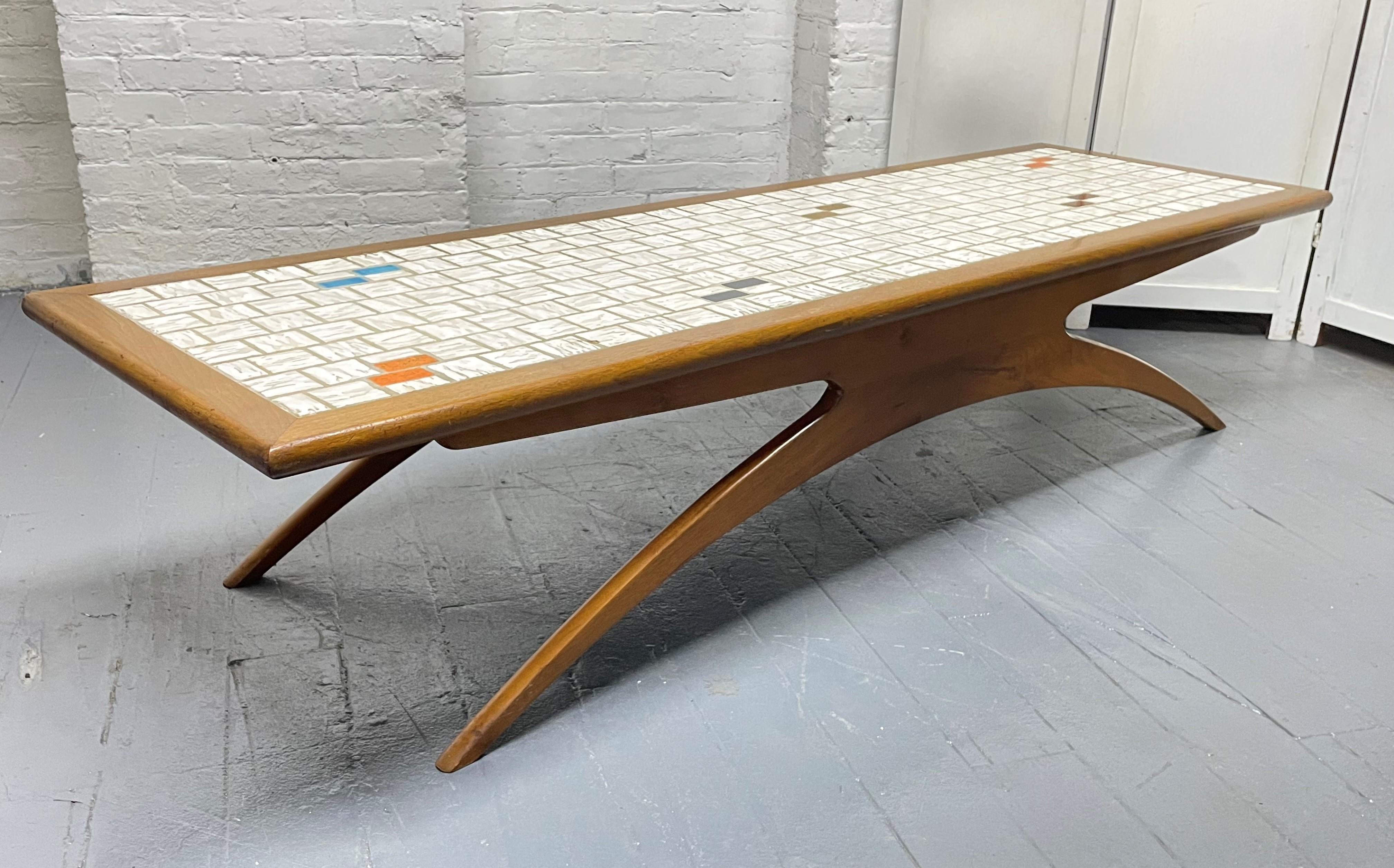 Mid-Century Modern Tile-Top and Walnut Coffee Table For Sale at 1stDibs ...