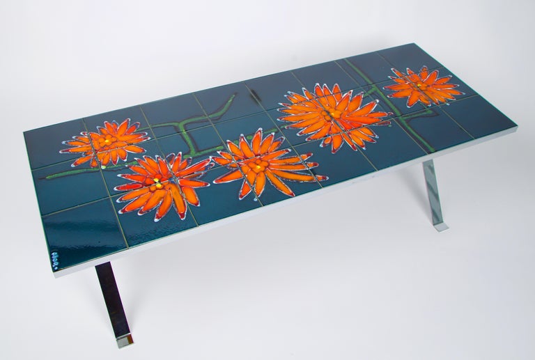 Mid-Century Modern Tile Top Coffee Table with Chrome Legs For Sale at ...