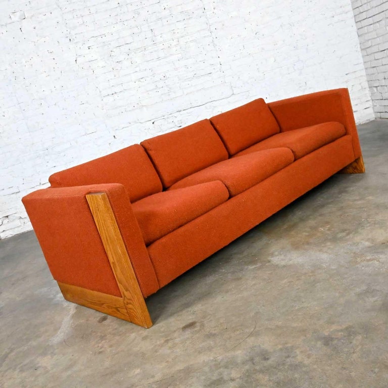 Mid-Century Modern to Modern Rust or Burnt Orange Tuxedo Style Sofa Oak ...