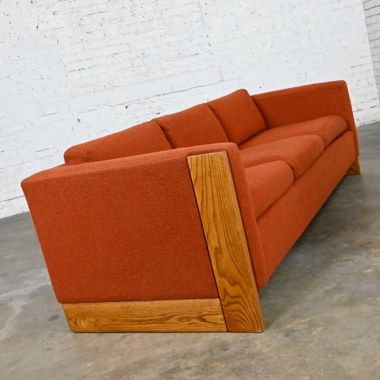 Mid-Century Modern to Modern Rust or Burnt Orange Tuxedo Style Sofa Oak ...