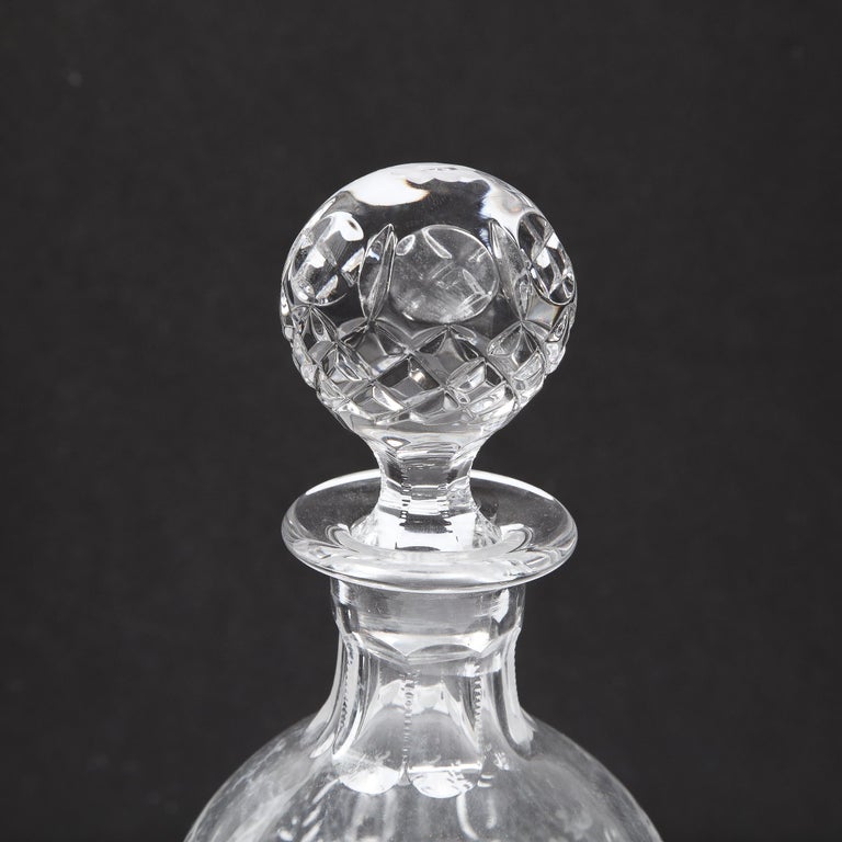 Mid-Century Modern Translucent Crystal Decanter with Spherical Etched ...