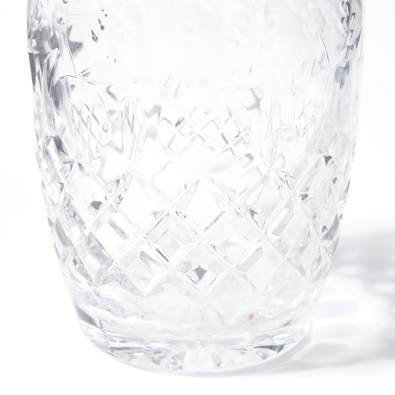 Mid-Century Modern Translucent Crystal Decanter with Spherical Etched ...