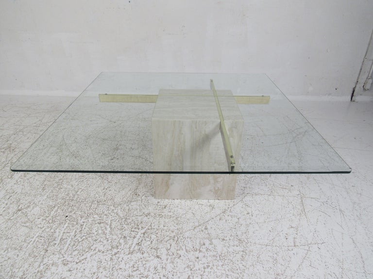 Mid-Century Modern Travertine Coffee Table For Sale at 1stDibs
