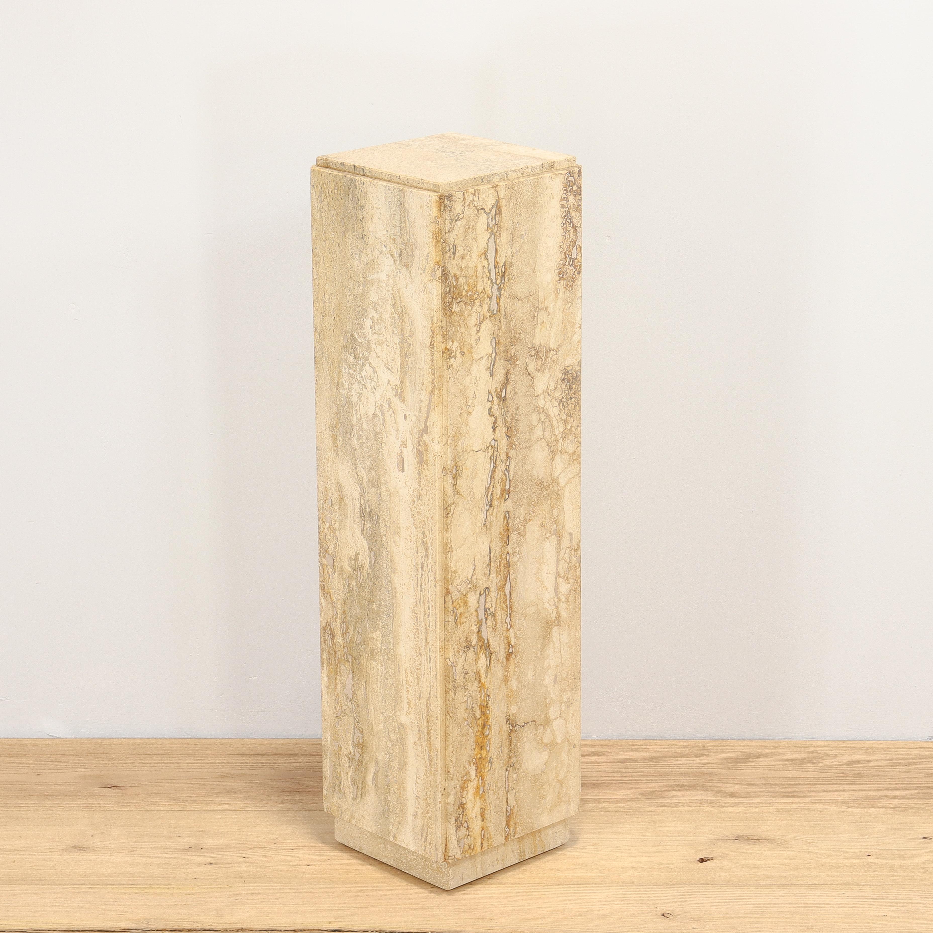 Mid-Century Modern Travertine Pedestal For Sale at 1stDibs