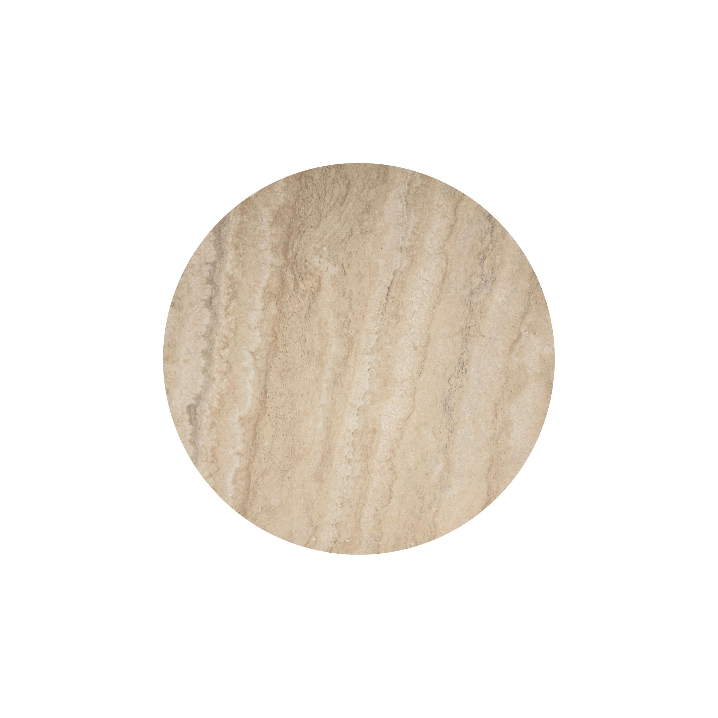 Mid-Century Modern Travertine Round Side Table , France, 1970 For Sale at 1stDibs