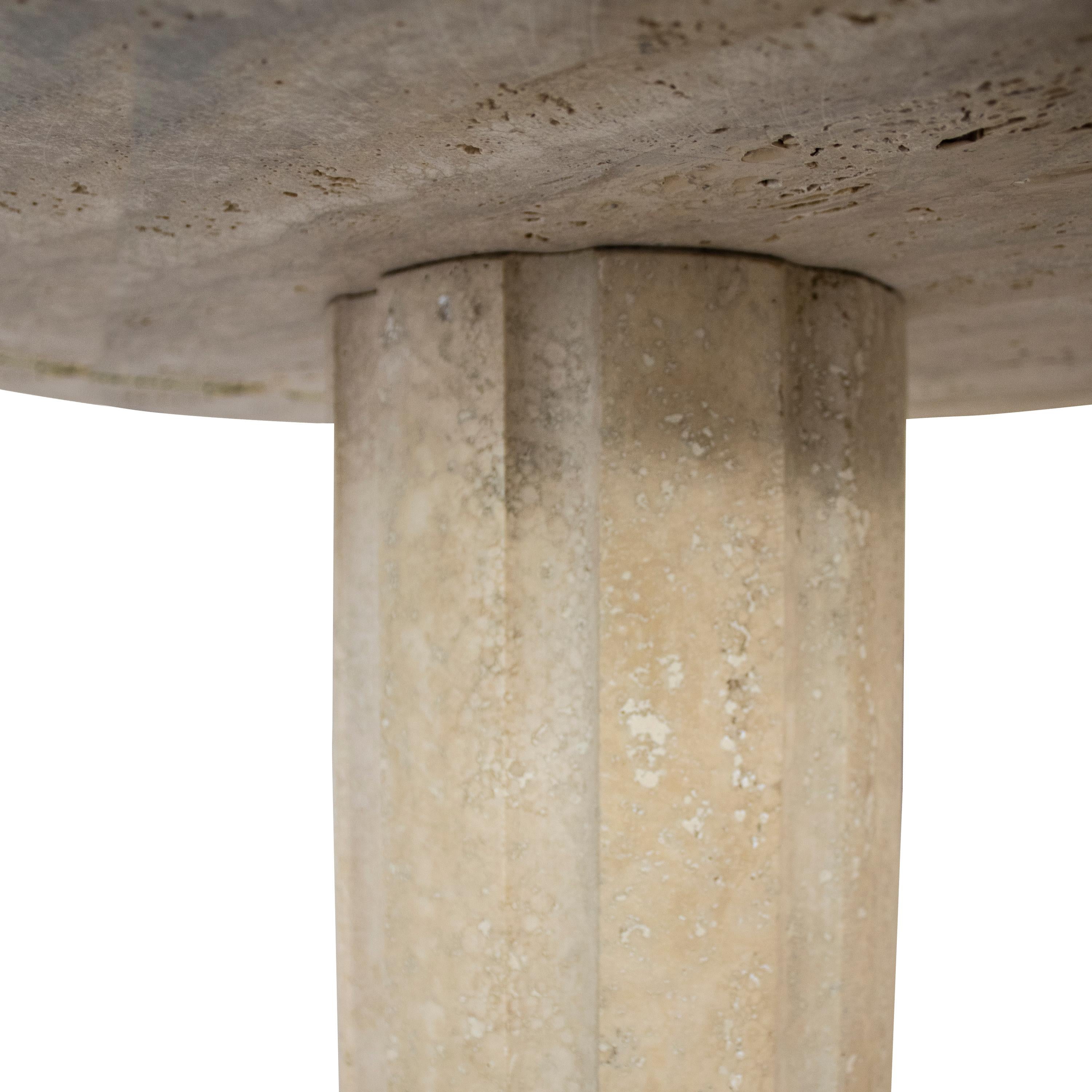 Mid-Century Modern Travertine Round Side Table , France, 1970 For Sale at 1stDibs