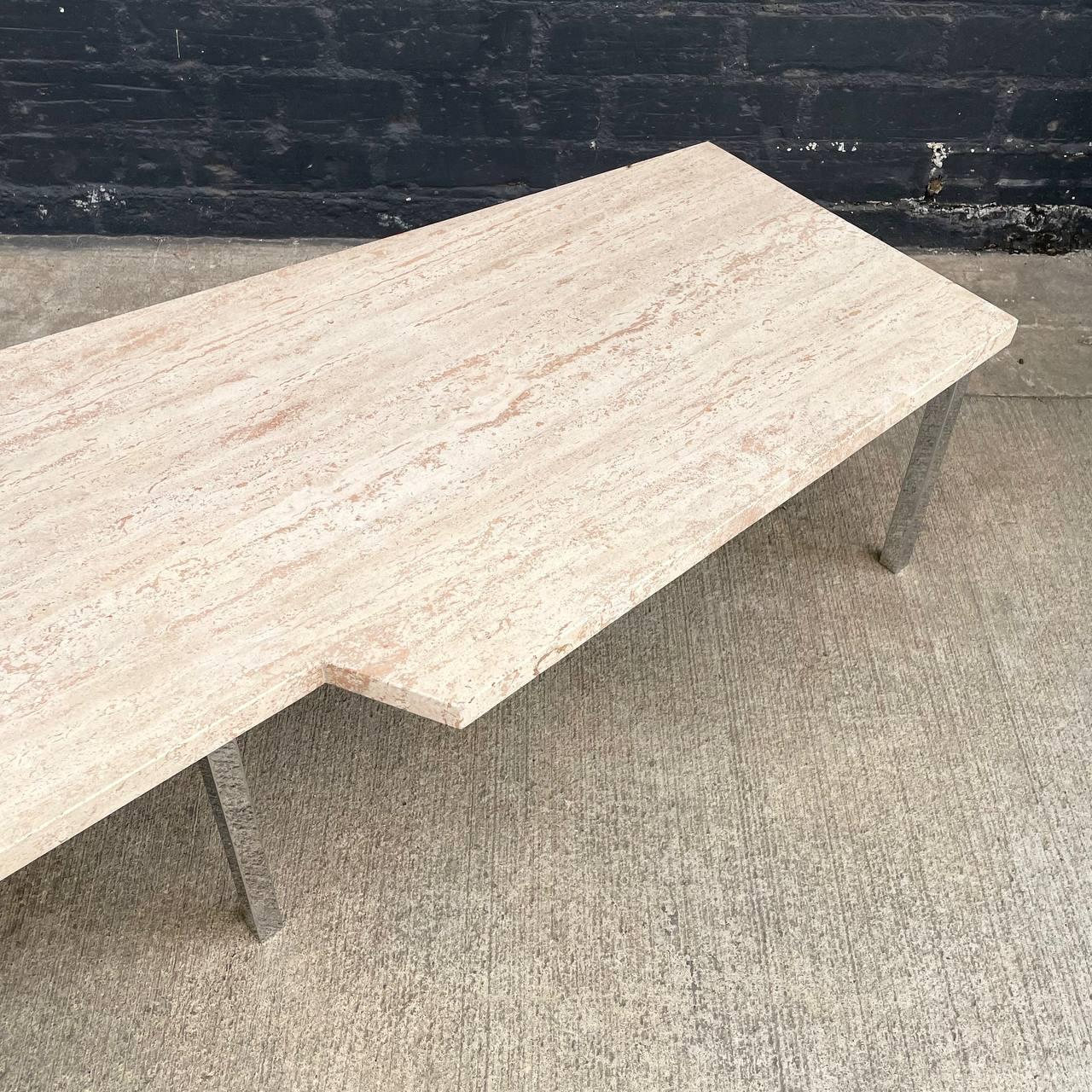 Mid-Century Modern Travertine Top and Chrome Coffee Table For Sale at ...