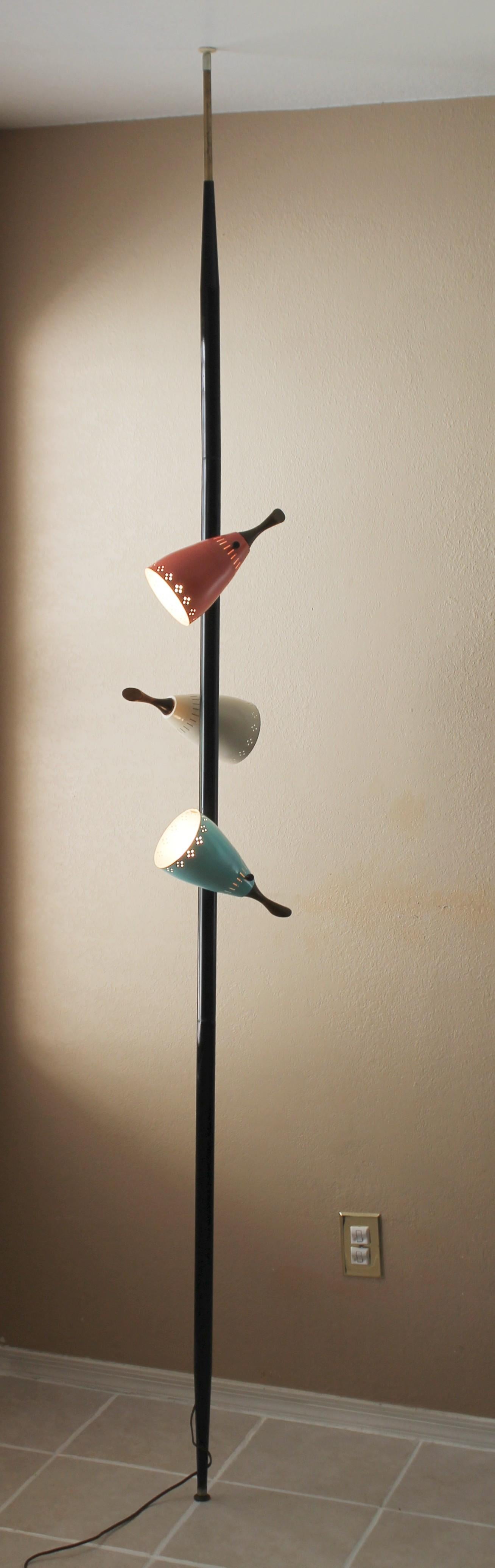 Mid Century Modern Tri-Color Tension Pole Lamp. Atomic 1950s Floor ...
