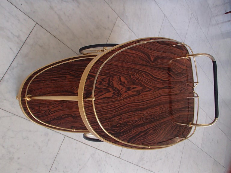 Mid-Century Modern Triangle Trolley Brass and Formica Wood For Sale at ...