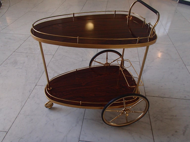 Mid-Century Modern Triangle Trolley Brass and Formica Wood For Sale at ...