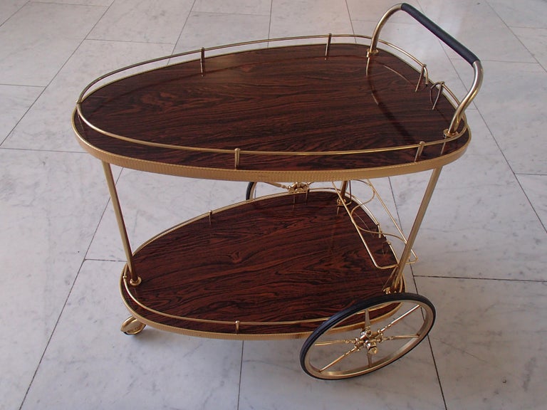 Mid-Century Modern Triangle Trolley Brass and Formica Wood For Sale at ...