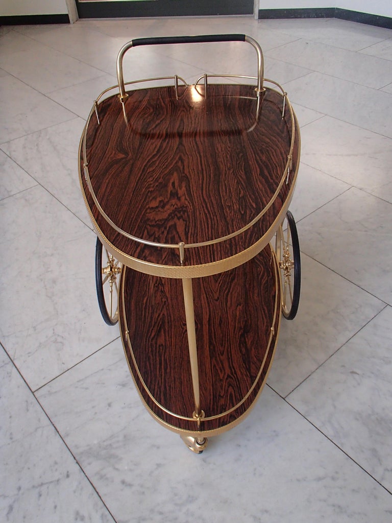 Mid-Century Modern Triangle Trolley Brass and Formica Wood For Sale at ...