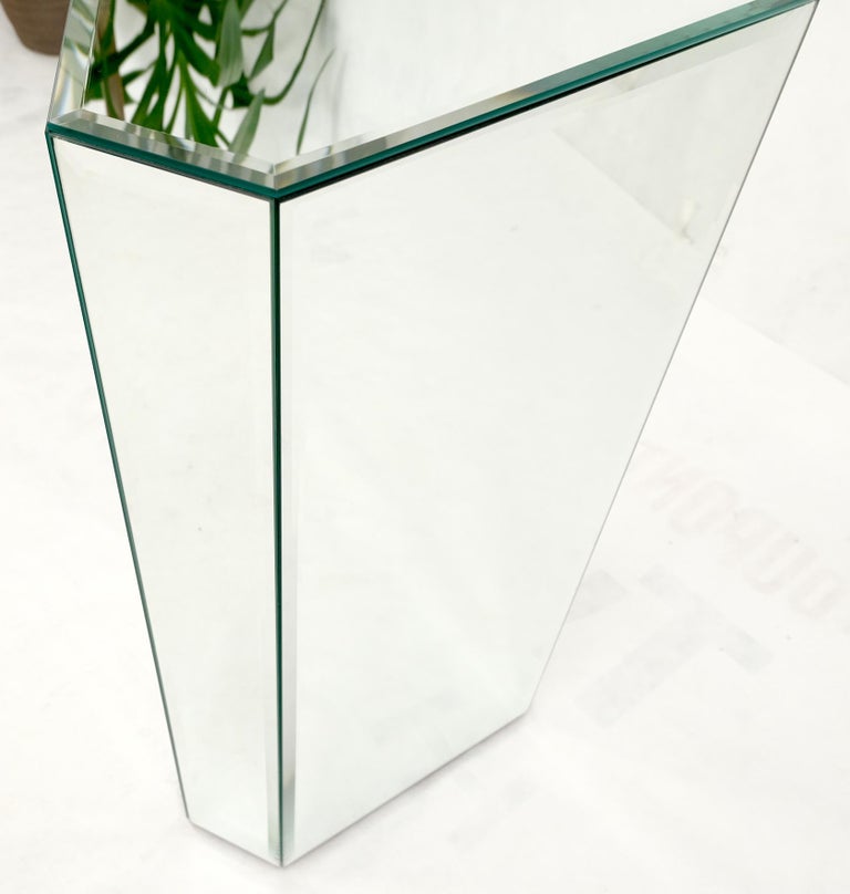 Mid Century Modern Triangular Beveled Mirrors Pedestal Stand End Table ...