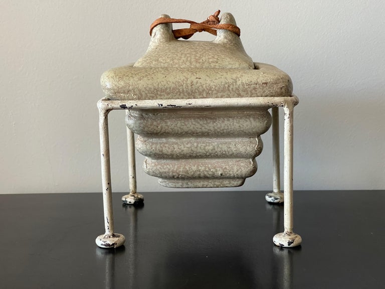 Mid-Century Modern Trinket Jewelry Box Ceramic with Leather Pull and ...