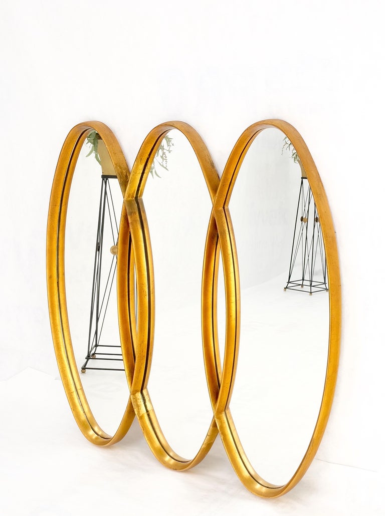 Mid-Century Modern Tripple Overlapping Carved Wood Ovals Gold Gilt Wall ...