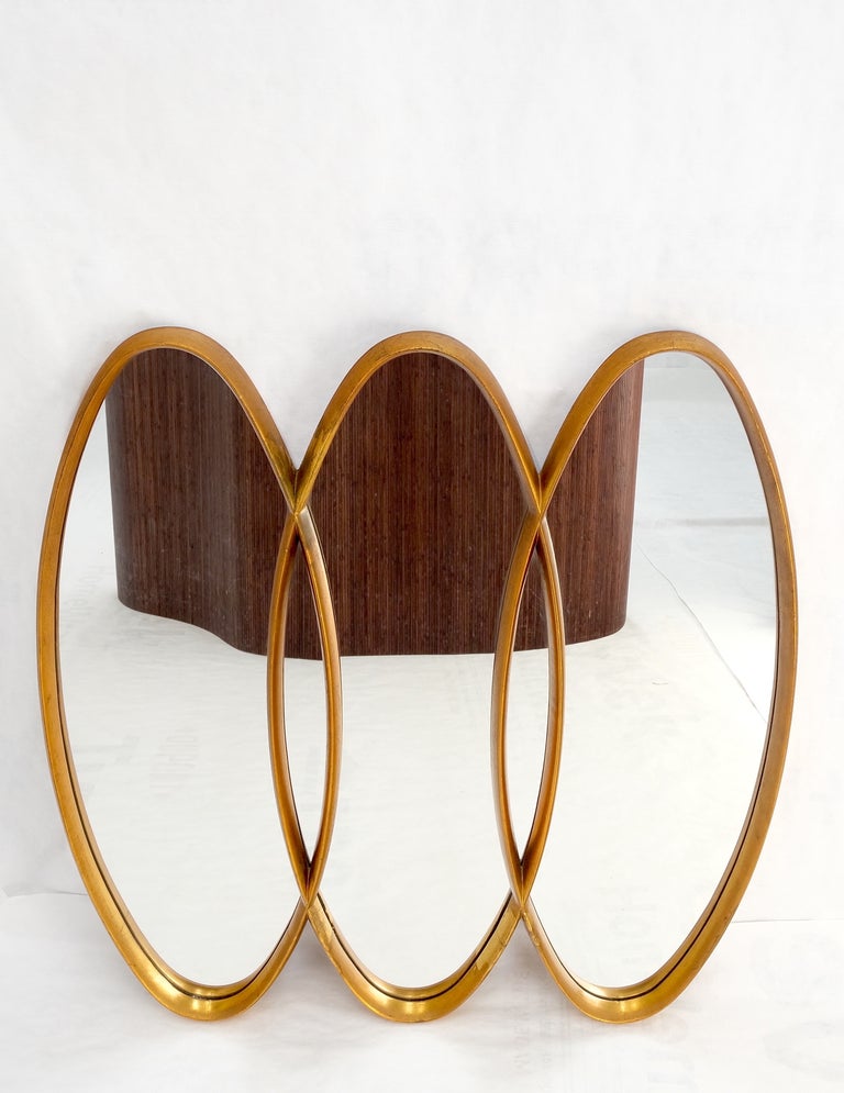 Mid Century Modern Tripple Overlapping Carved Wood Ovals Gold Gilt Wall ...